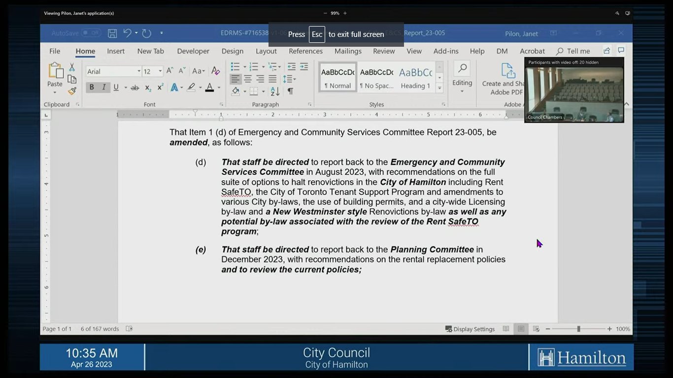 Hamilton ACORN wins unanimous Council support for moving forward on ...