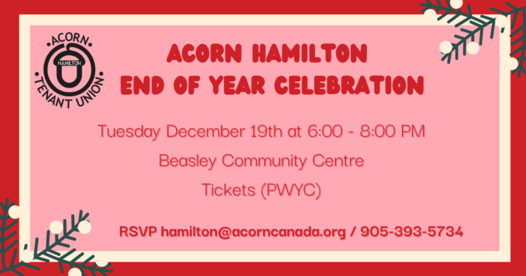 ACORN Hamilton – End of Year Celebration