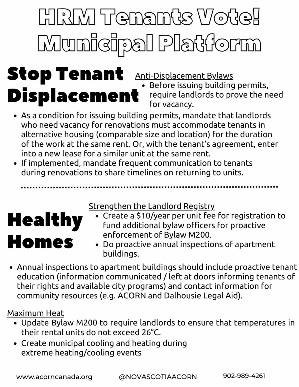 ACORN Halifax Municipal Platform Launch - ACORN Canada