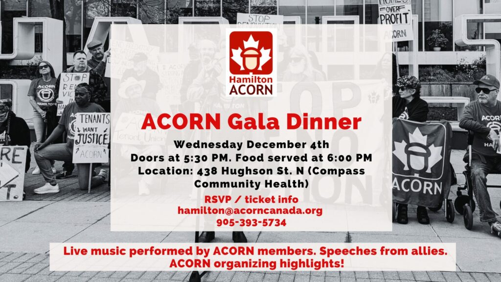ACORN Hamilton Gala Dinner - ACORN Canada