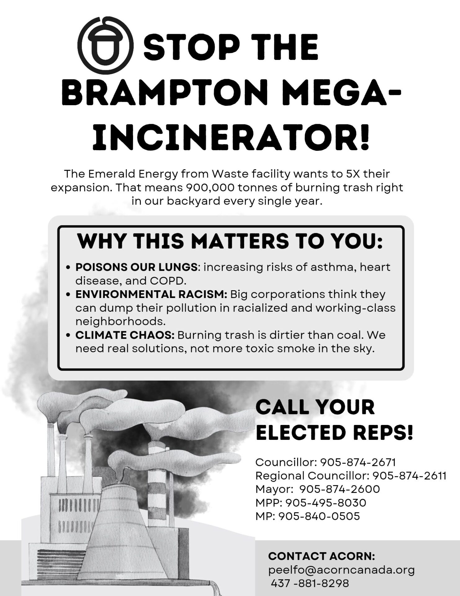 Earth Day action to stop the MEGA-Incinerator in Brampton!